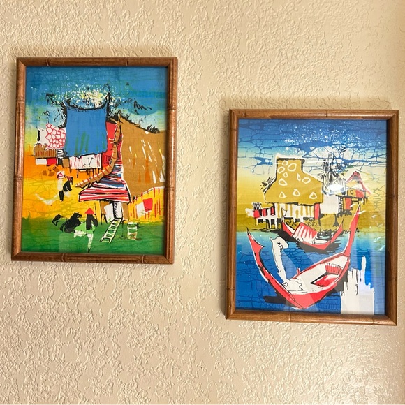 Art | 1 Colorful Abstract Art Prints In Wooden Frames Set | Poshmark